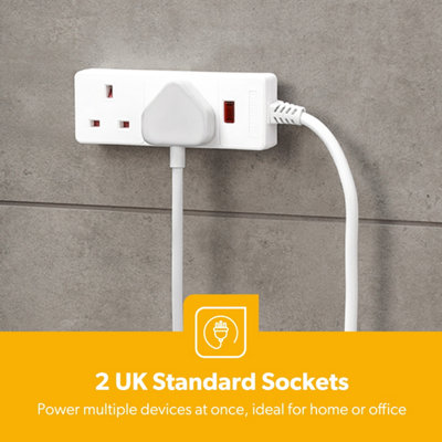 GEEPAS 2 Gang Extension Lead, 5M Cable
