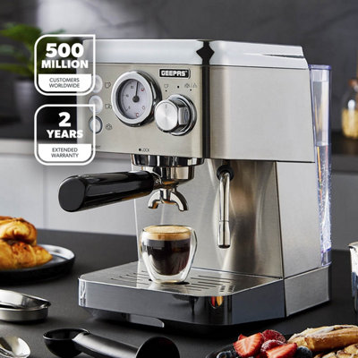 Geepas 20 Bar Cappuccino Espresso Coffee Machine Milk Frother
