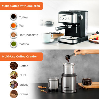 GEEPAS 20 Bar Espresso & Cappuccino Coffee Machine & 200W Coffee ...