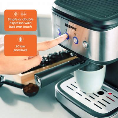 GEEPAS 20 Bar Espresso & Cappuccino Coffee Machine & 200W Coffee ...