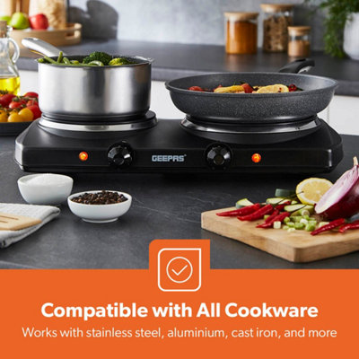 GEEPAS 2000W DOUBLE BURNER CERAMIC HOT PLATE PORTABLE INFRARED ELECTRIC ...