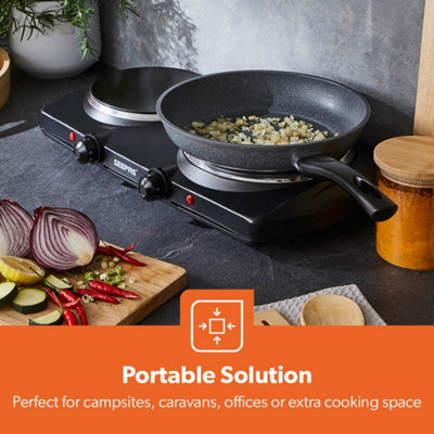 Geepas 2000W Double Burner Ceramic Hot Plate Portable Infrared Electric ...