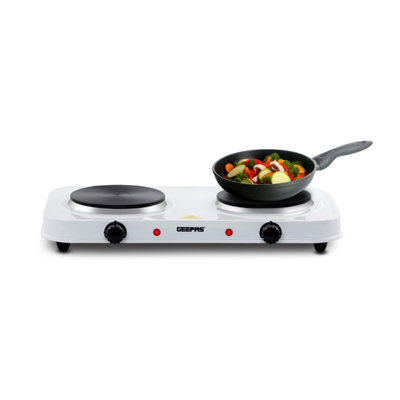 Geepas 2000W Electric Double Hot Plate Adjustable Heat Settings ...