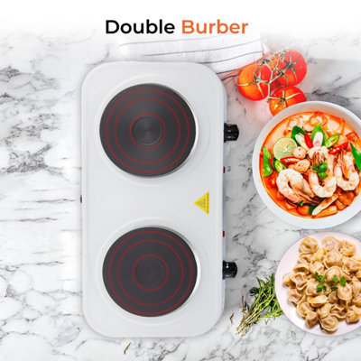 Geepas 2000W Electric Double Hot Plate Adjustable Heat Settings ...