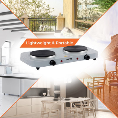 Geepas 2000W Electric Double Hot Plate Adjustable Heat Settings ...
