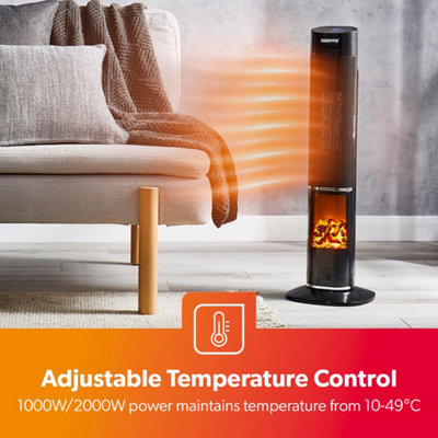 Geepas 2000W Oscillating Digital Tower PTC Heater 2 Heat Settings, Cool ...