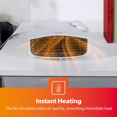 Geepas 2000W Portable Flat Fan Heater Thermostat 2 Heat Option Cool ...
