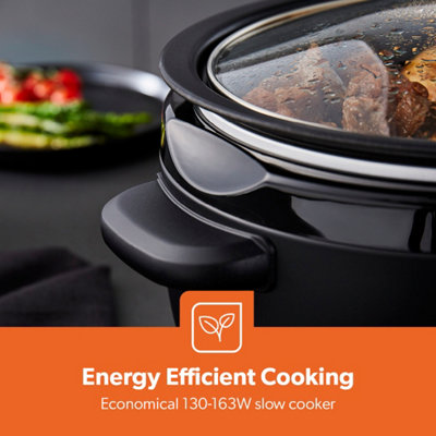 Geepas 3.5 Litre Slow Cooker 3 Temperature Settings Tempered Glass Lid
