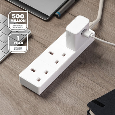 GEEPAS 3 Gang Extension Lead, 3M Cable 3 Socket Power Strip, 13A