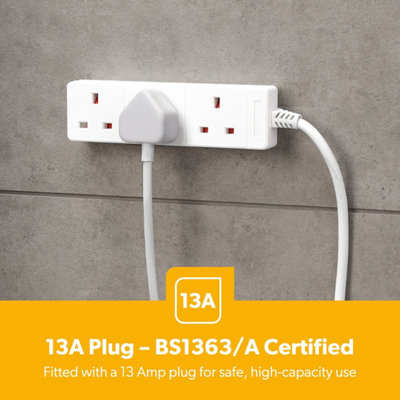 GEEPAS 3 Gang Extension Lead, 3M Cable 3 Socket Power Strip, 13A