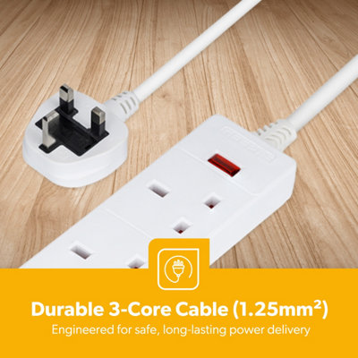 GEEPAS 4 Gang Extension Lead, 5M Cable Wall Mountable & Multi Socket ...