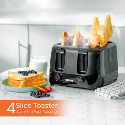 Geepas 4 Slice 1400W Bread Toaster with 6 Level Browning Control ...