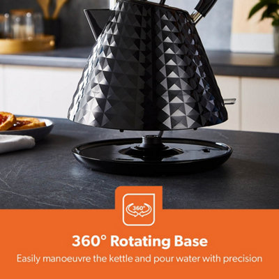 Geepas 4 Slice Bread Toaster & 1.5L Cordless Electric Kettle Combo Set with Textured Design, Black