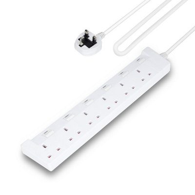 GEEPAS 6 Gang Extension Lead, 5M Cable with Individual Switches