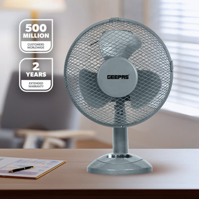 GEEPAS 9" Oscillating Table Fan 22W Electric Portable Desk Fan, Grey