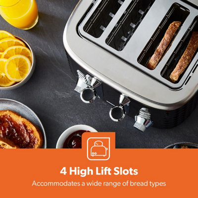 Geepas Argyle 4 Slice Bread Toaster with 7 Level Browning Control 1750W ...