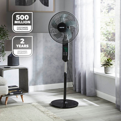 Geepas Black 16" 5 Blades Pedestal Fan with Remote Control Floor ...