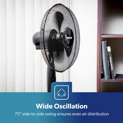 Geepas Black 16" Pedestal Fan 40W Floor Standing Oscillating Fan ...