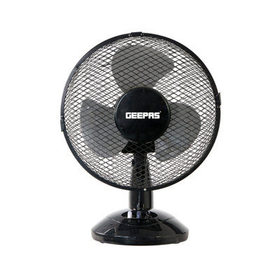 GEEPAS Black 9" Table Fan 22W Electric Portable Desktop Cooling Fan for ...