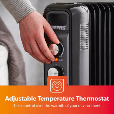 Geepas Electric Oil Filled Radiator Heater 2000W Black