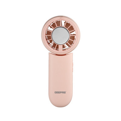 GEEPAS Handheld Fan 1200mAh Rechargeable 2 Speeds, 4Hr Run Time, Pink