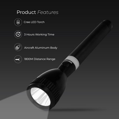 GEEPAS LED Torch Rechargeable LED Handheld Flashlight | DIY at B&Q