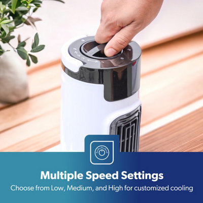 Geepas Portable Mini Tower Fan 3 Speeds Lightweight With Oscillation 14"