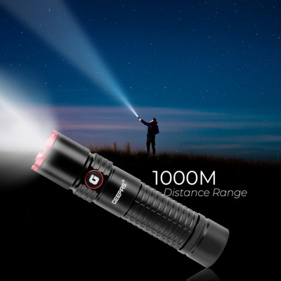 GEEPAS Rechargeable LED Flashlight 4000mah Battery 1000m Range