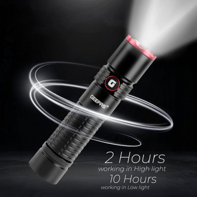 GEEPAS Rechargeable LED Flashlight 4000mah Battery 1000m Range