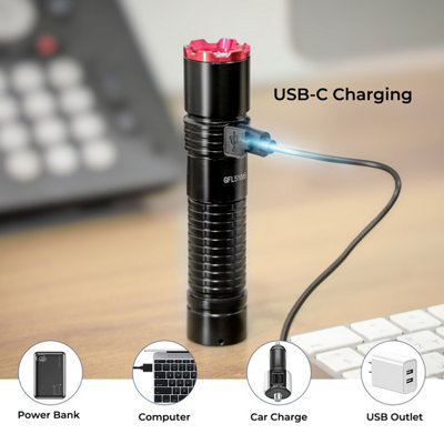 GEEPAS Rechargeable LED Flashlight 4000mah Battery 1000m Range