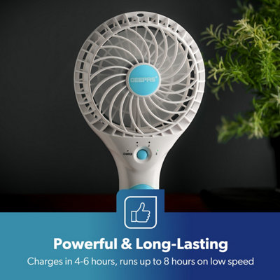 Geepas Rechargeable Mini Desk Fan with 3 Speed Electric USB Travel Fan ...