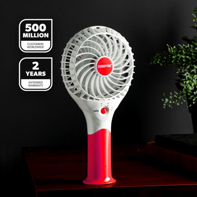 Geepas Rechargeable Mini Fan Personal Portable Fan 3 Speed Electric USB ...