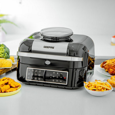 Geepas Vortex 6.5L Air Fryer & Smokeless Indoor Grill, 12-in-1 Smart XL ...