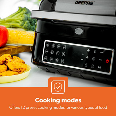 Geepas Vortex 6.5L Air Fryer & Smokeless Indoor Grill, 12-in-1 Smart XL ...