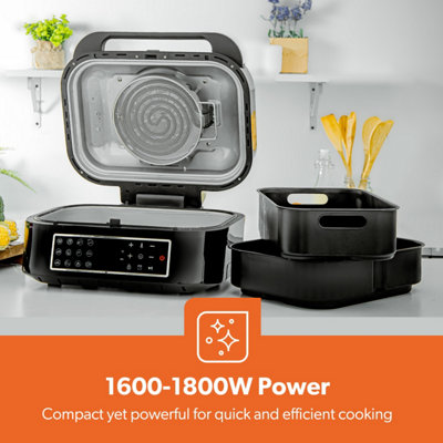 Geepas Vortex 6.5L Air Fryer & Smokeless Indoor Grill, 12-in-1 Smart XL ...