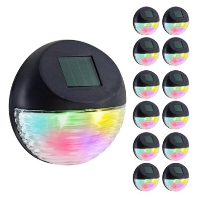 GEEZY 12x Solar Fence Lights RGB LED Outdoor Wall Mounted Waterproof ...