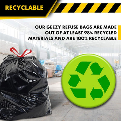 GEEZY 130L Recyclable Large Bin Bags Strong Rubbish Bags Garbage Refuse ...
