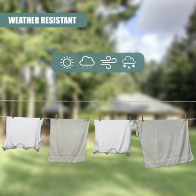 GEEZY 15m Polyester Washing Line Heavy Duty Strong Clothes Drying Rope ...