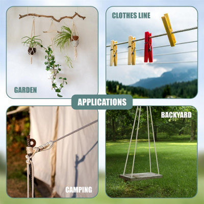 GEEZY 15m Polyester Washing Line Heavy Duty Strong Clothes Drying Rope ...