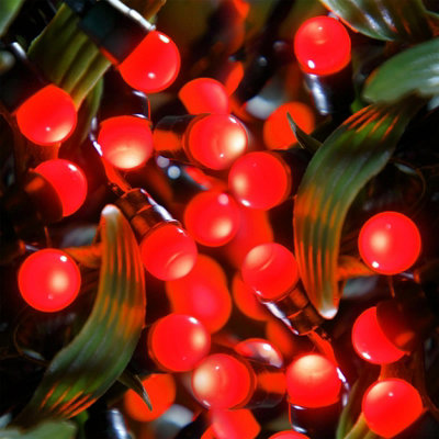 GEEZY 200 LED Red Berry Christmas String Lights Mains Powered Fairy ...