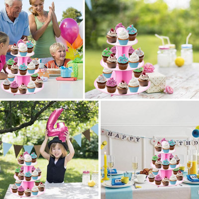 Geezy 3 Tier Cardboard Cupcake Stand Birthdays Afternoon Tea Wedding