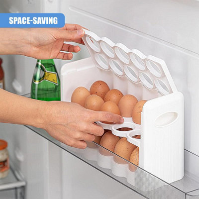 GEEZY 30 GRID EGG HOLDER FRIDGE ORGANISER BPA FREE 3 LAYER EGG STORAGE ...