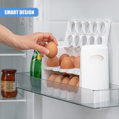 GEEZY 30 Grid Egg Holder Fridge Organiser BPA Free 3 Layer Egg Storage ...