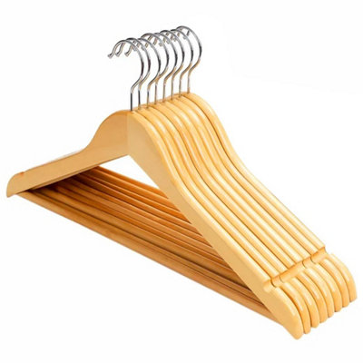 GEEZY 8 x Wooden Coat Hangers with Trouser Bar Shoulder Notches for ...
