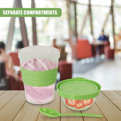 GEEZY Breakfast Pot with Lid Spoon Yoghurt Porridge Overnight Oats BPA ...
