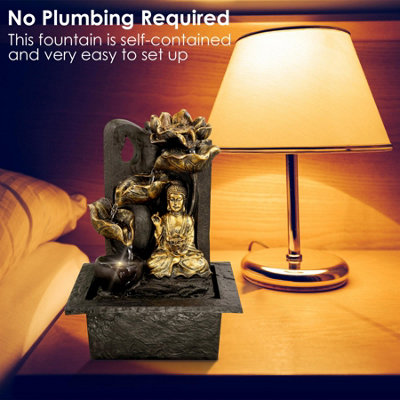 GEEZY Buddha Water Feature Indoor Tabletop LED Fountain Waterfall Home ...