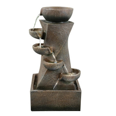 GEEZY Cascading Water Feature Outdoor Indoor LED Fountain Waterfall ...