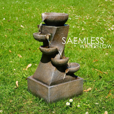 GEEZY Cascading Water Feature Outdoor Indoor LED Fountain Waterfall ...