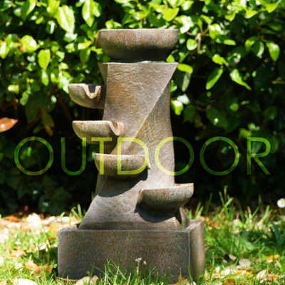 GEEZY Cascading Water Feature Outdoor Indoor LED Fountain Waterfall ...
