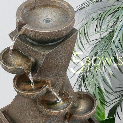 GEEZY Cascading Water Feature Outdoor Indoor LED Fountain Waterfall ...